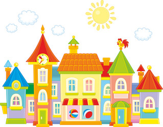 Colorful blocks toy building tower castle house Vector Image