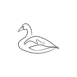 Swan line art drawing Royalty Free Vector Image