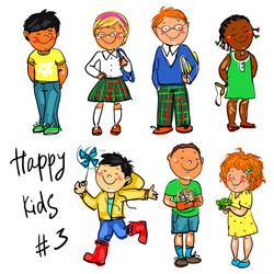 Happy kids faces hand drawn clip-art Royalty Free Vector