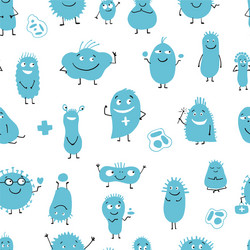 Funny and scary bacteria characters Royalty Free Vector