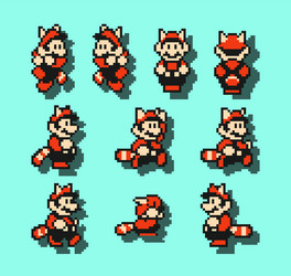 Set of big mario moves art super bros 3 Royalty Free Vector