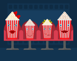Cartoon buckets of popcorn with faces Royalty Free Vector