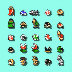 Set of mario cat moves art super bros 3 Royalty Free Vector