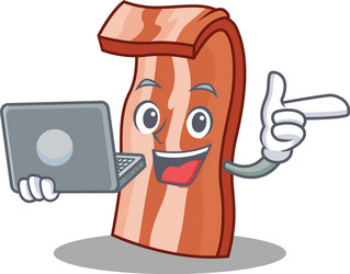 Angry bacon mascot cartoon style Royalty Free Vector Image