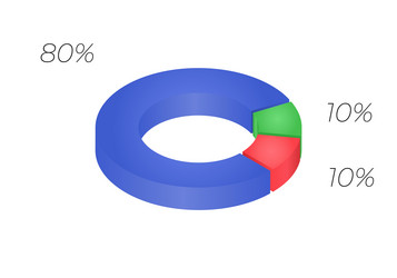 3d donut chart infographic concept with three Vector Image
