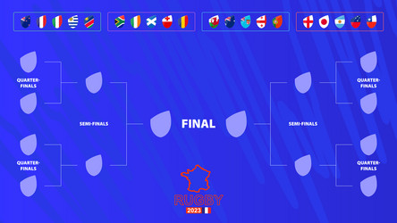Rugby tournament bracket with flags of final Vector Image