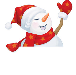 Snowman raising arms Royalty Free Vector Image