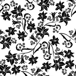 Leaf background floral seamless texture with lily Vector Image