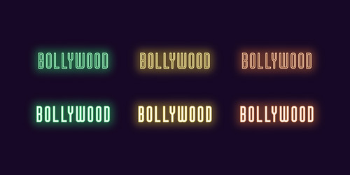 Neon composition headline bollywood text Vector Image
