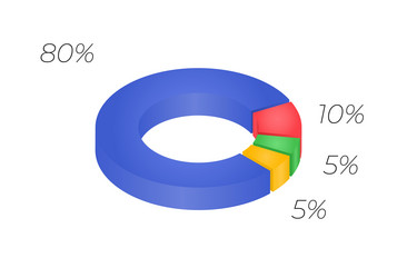 3d donut chart infographic concept with four Vector Image