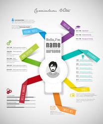 Creative resume template with paper stripes Vector Image