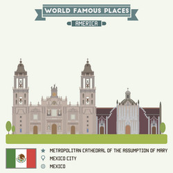 Mexico landmarks architecture line icons Vector Image