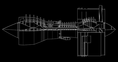 Jet Turbo Blueprint Engine Aviation Aircraft Vector Images (68)