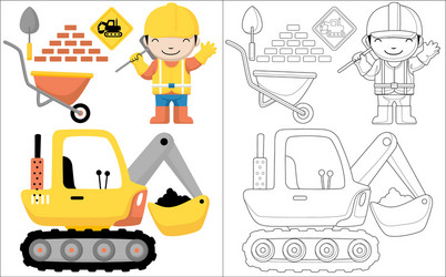 Funny digger cartoon Royalty Free Vector Image