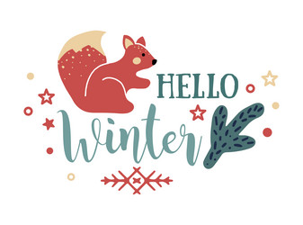 Hello january winter watercolor wreath card Vector Image