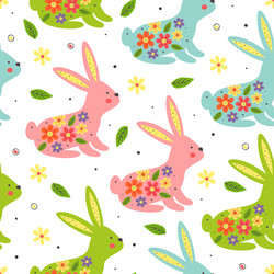 Seamless pattern with colorful easter bunnies Vector Image