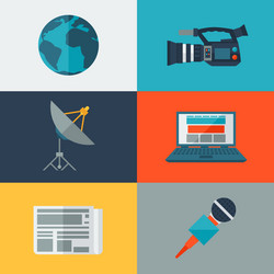 Background with journalism icons Royalty Free Vector Image