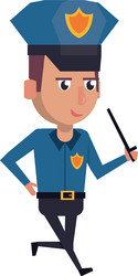 Police officer cartoon in black and white Vector Image