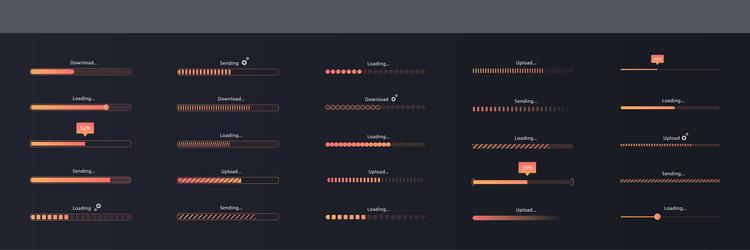Loading bar progress visualization web app Vector Image