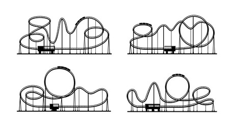 Roller Coaster Black And White Clipart