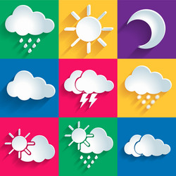 Set cards with cute baby weather Royalty Free Vector Image