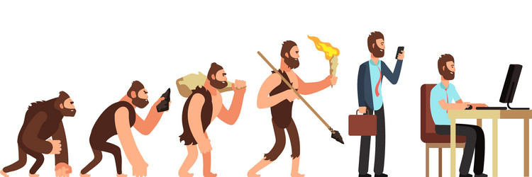 Human evolution from monkey to cyborg Royalty Free Vector
