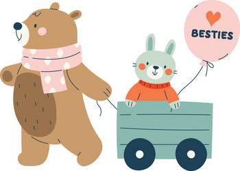 Bear and rabbit friends Royalty Free Vector Image