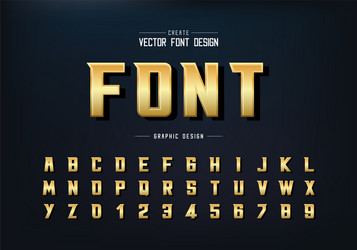 Gold font and alphabet golden bold typeface Vector Image