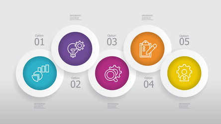 Horizontal round circle steps timeline Royalty Free Vector