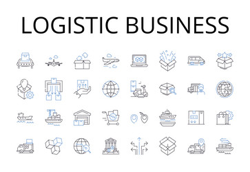 Logistic business line icons collection supply Vector Image