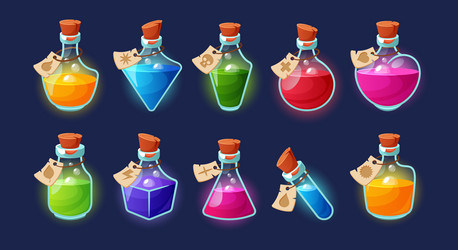 Magic potions icon set Royalty Free Vector Image