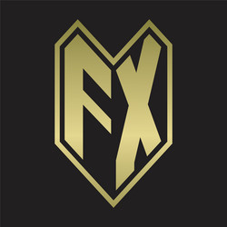 Fx logo monogram with sword and shield Royalty Free Vector