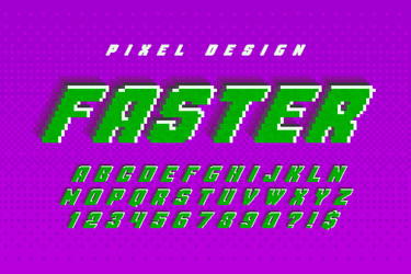 Pixel alphabet design stylized like in 8 Vector Image