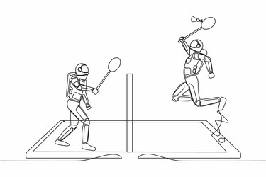 Single one line drawing badminton court with two Vector Image