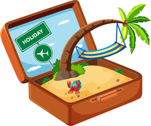 Kids on summer vacation suitcase Royalty Free Vector Image