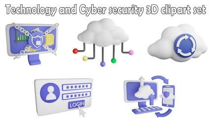 Technology and cyber security clipart element 3d Vector Image