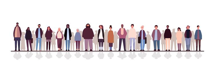 Multiethnic people group mix race men women crowd Vector Image