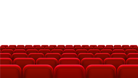 Red theater chairs rear view cartoon empty Vector Image