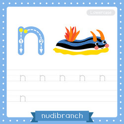 Letter n lowercase tracing practice worksheet Vector Image