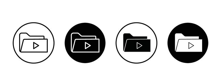 Multimedia files icon set video music archive Vector Image