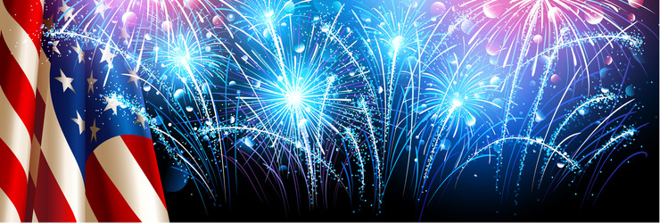 American flag with fireworks Royalty Free Vector Image