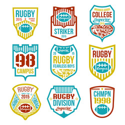 College rugby team emblems Royalty Free Vector Image