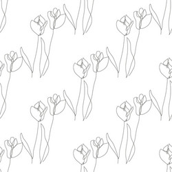 Floral seamless pattern line art Royalty Free Vector Image