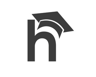 Education logo on letter h with graduation hat Vector Image