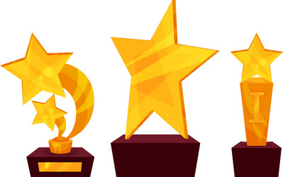 Golden awards and trophy different shapes Vector Image