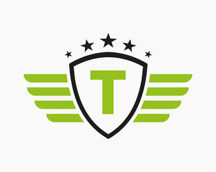 Initial wing logo on letter t for transportation Vector Image