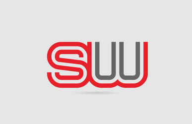 Red white alphabet letter sw s w combination Vector Image