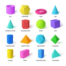 Realistic white basic 3d shapes set Royalty Free Vector