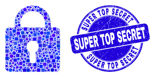 Textured confidential top secret stamp and grunge Vector Image