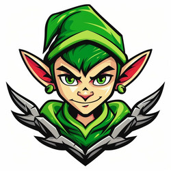 Esport logotype elf icon sticker emblem Royalty Free Vector